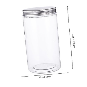 Cabilock 4pcs Plastic Cereal Storage Container Plastic Food Storage Container Tank Food Storage Jar with Lid for Loose Tea Sugar Dry Grains Food Coffee Bean 10cm