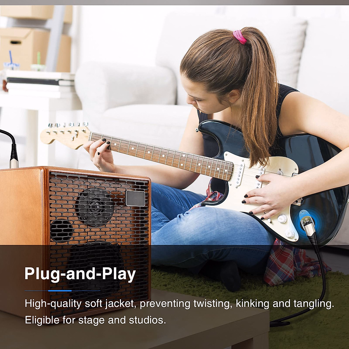 LEKATO Guitar Cable 1/4 Inch Professional Instrument Cable Electric Guitar AMP Cord, Straight to Straight Cord Compatible with Electric Guitar,Bass,Amp,Keyboard,Mixer(10ft