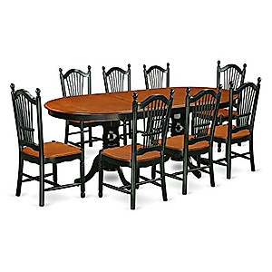 East West Furniture PLDO9-BCH-W Dining Set, 9-Piece