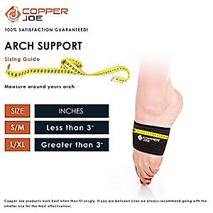 Copper Joe 4 Pack Foot Arch Support Compression Sleeves - Plantar Fasciitis Relief, Foot Support for Pain and Plantar Fasciitis Brace - Copper Arch Support and Plantar Fasciitis Foot Support
