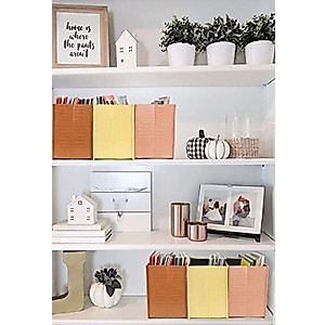 HofferRuffer Magazine Basket Holder, Foldable Magazine Rack, Document File Holder Organizer, File Folder, Newspaper Storage Bin Organizer for Home or Office, Home or Office (Brown)