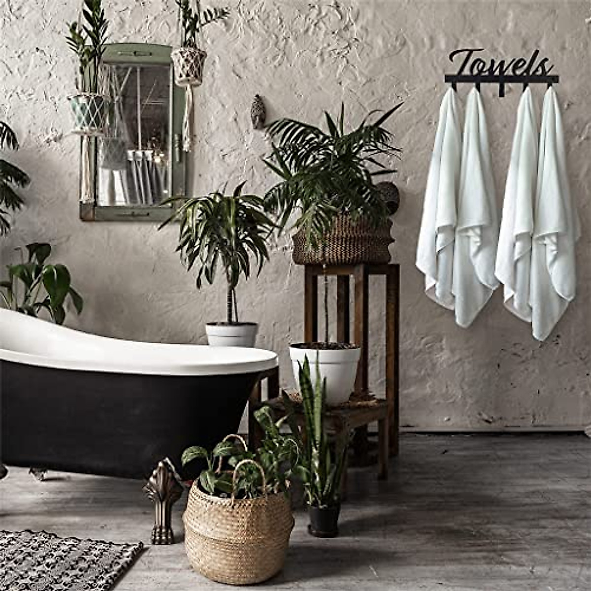 FCMLD Storage Hook Towel Holder Wall Mounted Hanger Metal Waterproof Organizer Hanger Rack Shelf for Bathroom Kitchen Bar Accessories