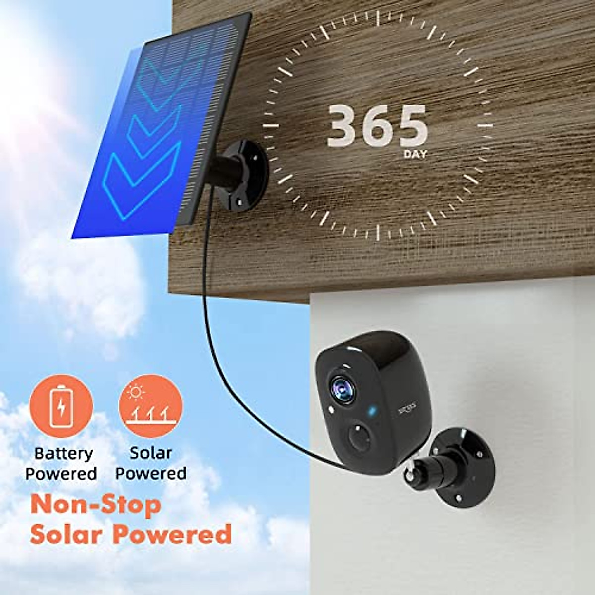 Dzees 【Upgrade Solar Camera Security Outdoor Wireless, Wireless Outdoor Security Cameras with Solar Panel, 1080P Color Night Vision, Spotlight/Alarm, AI Detection, 2-Way Talk, IP66 Waterproof