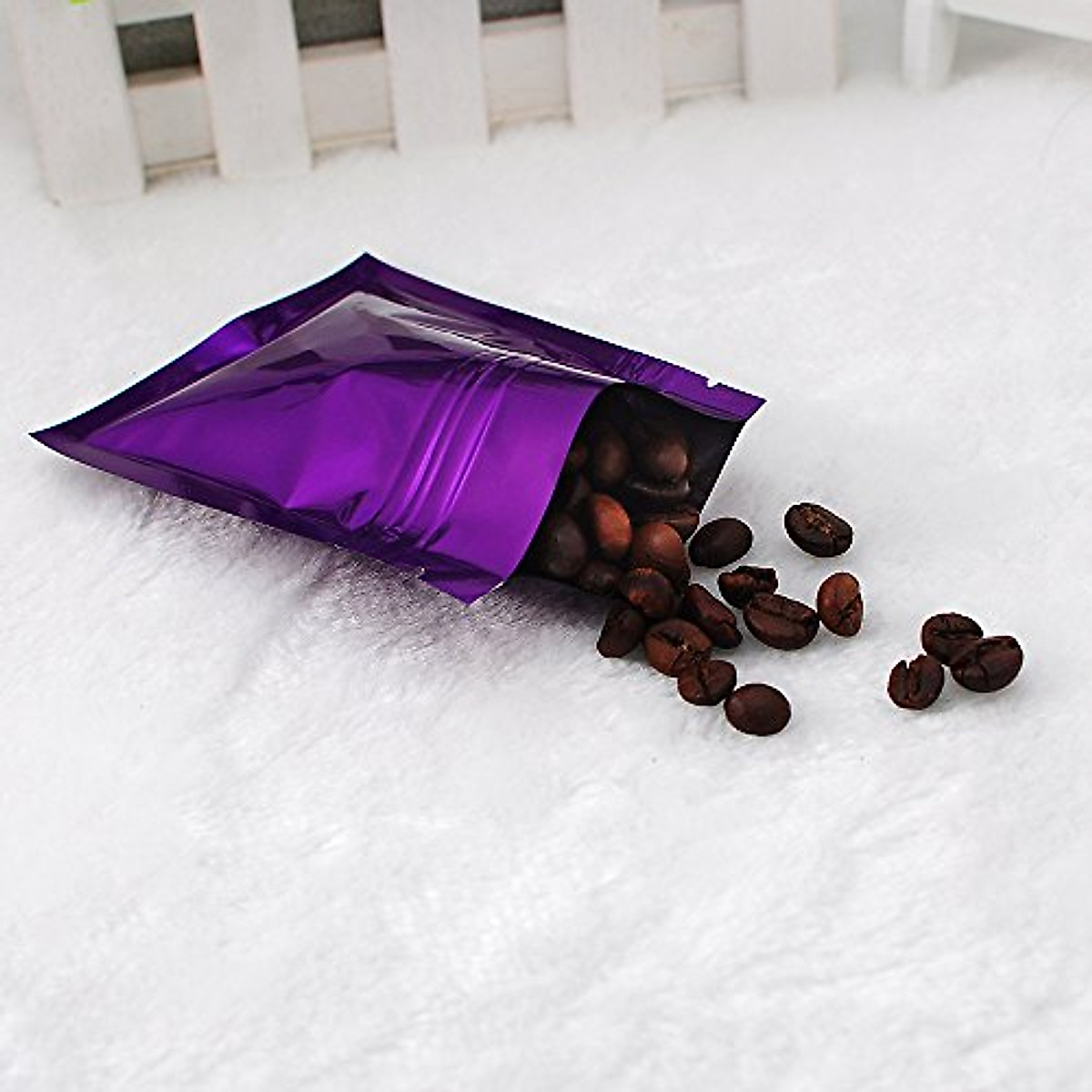 100 PCS Smooth Purple Dual-Sided Foil Mylar Resealable Top Pouches Exterior Size 7.5x10cm (3x4")