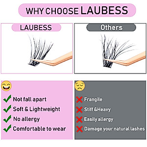 Individual Lashes 14-18mm 240pcs Cluster Lashes Natural Look Mixed Tray DIY Eyelash Extension Volume Lash Clusters Eyelashes Long Individual Lash Extensions (40D-0.07D-14-18mm)