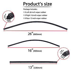 Replacement for Honda CRV 2012-2016, OTUAYAUTO Windshield Wiper Blade Refills - Replace OEM: 76622-STK-A02, 76632-STK-A02, 76732-T0A-003