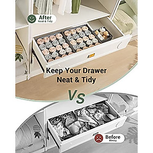 HogarTech Sock Orgainzer for Drawer, Durable Oxford Cloth, Removable Base Board, Sturdy Construction with Double Zippers, Dresser Organizer for Sock, 3 Pack, Grey