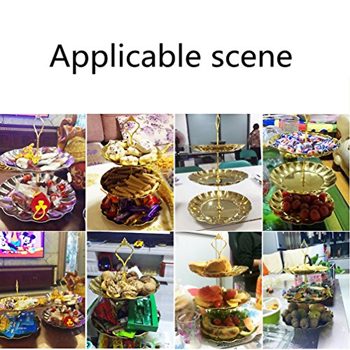 3-Tier Cupcake Stand NHSUNRAY Round Stainless Steel Dessert Stand Cake Stand Wedding Parties Birthday Tea Party Serving Platter (3-Tier, silver)