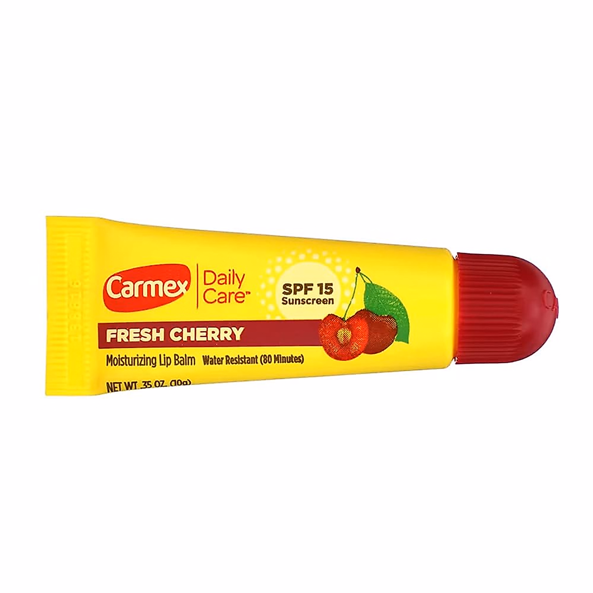 Carmex Lip Balm Tube Fresh Cherry SPF#15 0.35 Ounce (12 Pack)