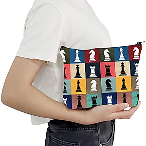 POFULL Chess Gift Funny Gift For Chess Players Chess Master Gift Chess Pieces Board Game Lover Cosmetic Bag (chess bag)