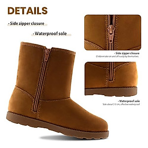 LseLom Girls Winter Snow Boots Warm Fur Lined Lightweight Kids Fashion Booties Outdoor Shoes for Girls Big Kid US 3