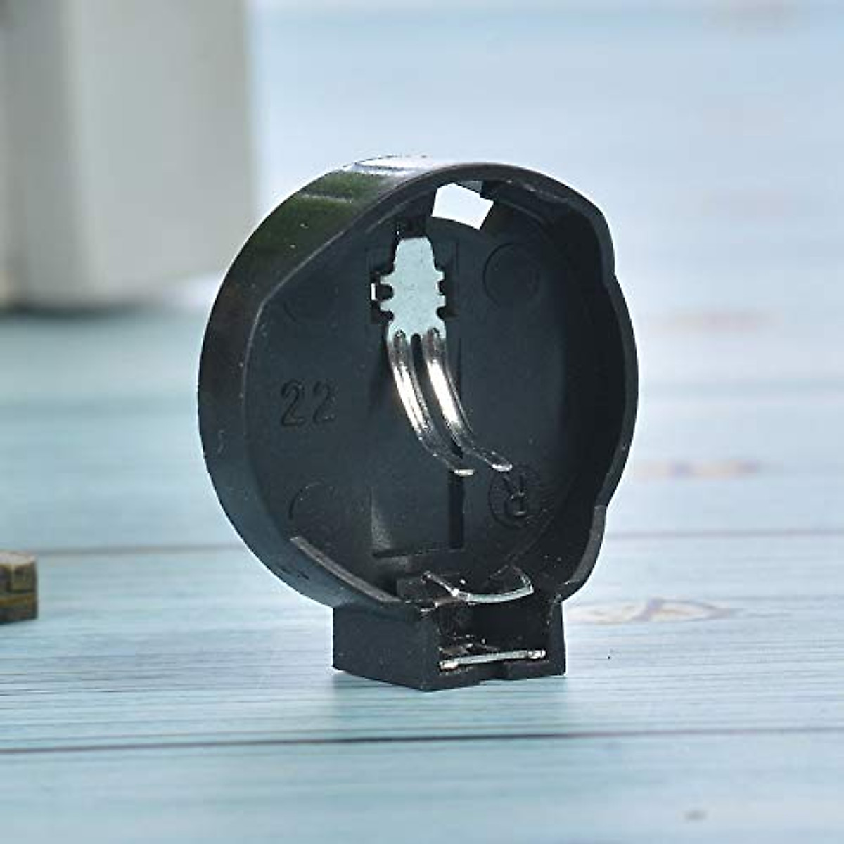 Comimark 10 Pcs CR2450 Coin Cell Button Battery Socket Holder 2 Pins Black AD