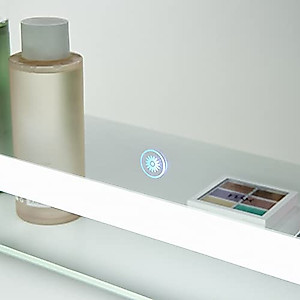 meolanov Modern Dressing Table Makeup Desk with LED Touch Light Mirror Drawers Shleves Stool(46.5'' Lx13.7''Wx49''H) White,Vanity Makeup Dressing Table Stool Set