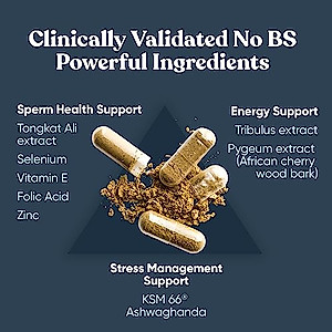 Conception For Him – Fertility Supplements for Men, Male Fertility Booster & Prenatal – Optimal Sperm Count, Motility Strength – Ashwagandha, Folate Folic Acid,Magnesium & Zinc – 60 Veg Soft Capsules