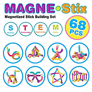 Contixo Kids Magnet Toys - ST1 150 PCs Magnetic Tiles, 3D Building Blocks, STEM Construction Creativity, Imagination, Recreational, Educational Block for Children Toddler Kids Ages 4-8