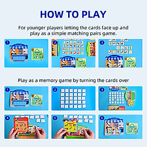 Panda Juniors Memory Game, Shopping List Game Educational Matching Games for Kids Toddlers Ages 3 and Up Preschool Home Learning Montessori STEM Board Games Gift Toys