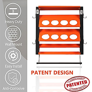 Wallmaster Spray Can Holder, Lube Can Wall Mount Storage Rack Heavy Duty Paint Bottle Organizer for Garage & Home | 8 Can Holes & 2 Shelf