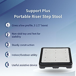 SUPPORT PLUS Riser Step Stool - 3 1/2"H Safety Half Step Platform, Indoor Outdoor Step Stool Assistive Devices for Elderly, Portable Step Stool Non Slip