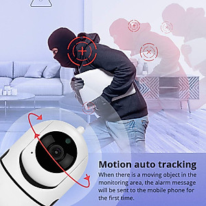 INQMEGA FHD 1080P WiFi Home IP Camera, Indoor Pan/Tilt 2.4Ghz Wireless Security Camera,Nanny cam with Auto Tracking, Cloud Service, Night Vision, Two Way Audio for Baby/Elder/Pet (White) (IL-HIP291G-2M-AI)