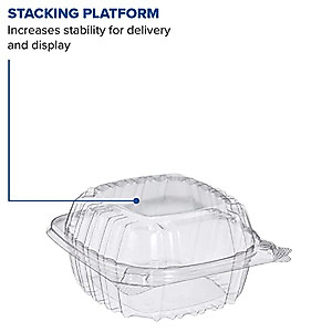 DART C57PST1 - 6" Clear Seal Hinged-Lid Plastic Containers, Clear, 500/Carton