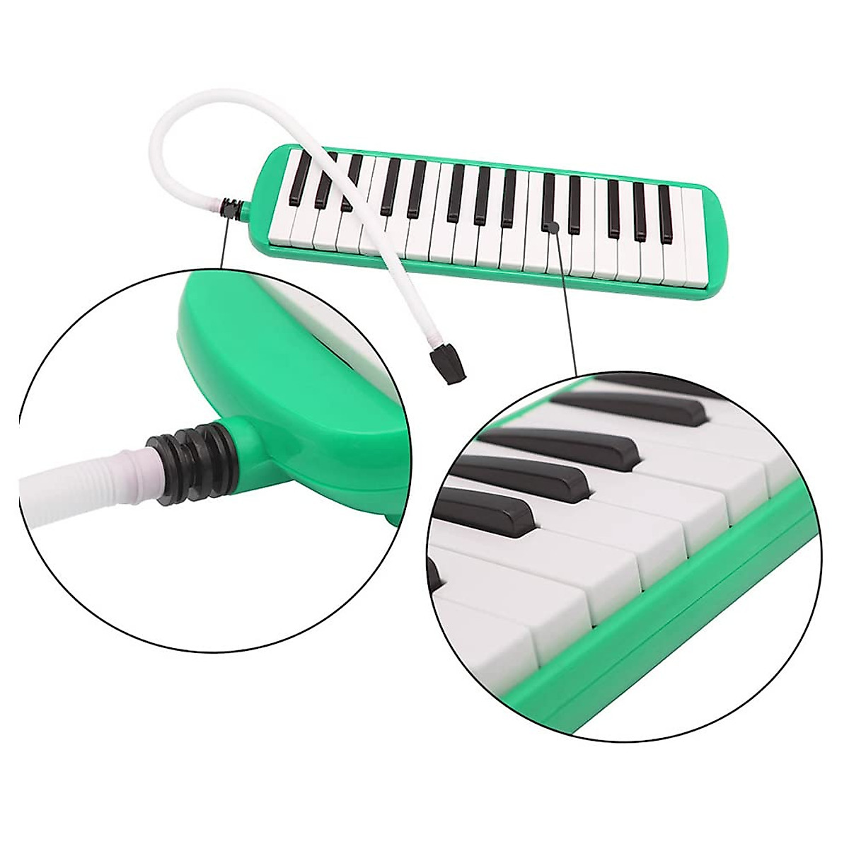 Mibee 32 Piano Keys Melodica Musical Instrument for Music Lovers Beginners Gift with Carrying Bag (Green) (20220318)