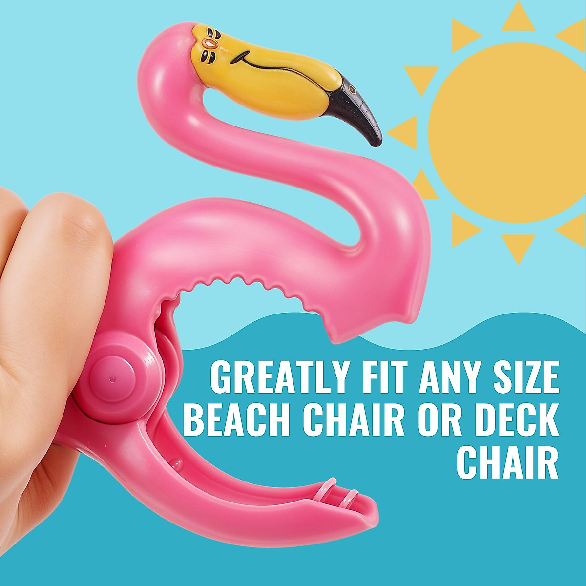 Performore 2 Pack of Flamingo Beach Towel Clips, Portable Towel Holder Clips, Secure Clips for Beach Chairs Deck Patio Pool Boat Cruise Lounge Chair Accessories (Pink)