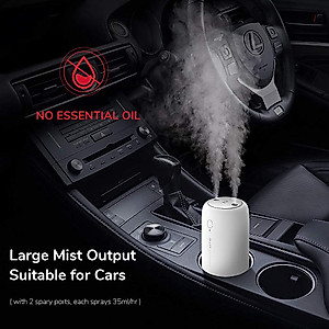JISULIFE Small Humidifier, 500ml Portable Travel Humidifier, 3600mAh Battery Operated Humidifier for Car Desk Home Office, Auto Shut-Off, Dual Mist Ports, Whisper Quiet - White