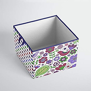 Bacati - Storage Tote (Large 14 x 14 x 10 inches, Botanical Purple)