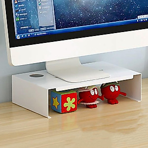 Iron Monitor Riser Stand for Desk TV/Screen/PC/Printer/Laptop Ergonomic Display Support Bracket for Home and Office (White)