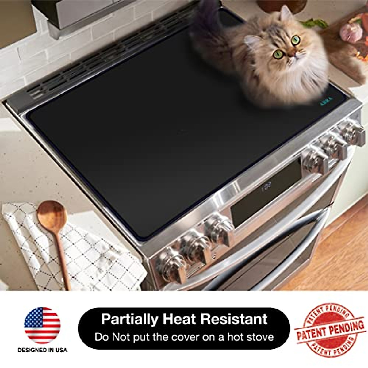 Abra Stove Top Covers for Electric Stove Top | Glass Stove Top Cover | Thick Natural Rubber | Prevents Scratching | Stove Cover Expands Usable Space (28.5x20.5, Black)