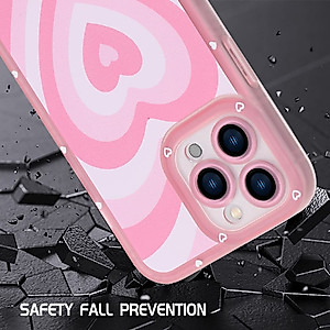 AIGOMARA Compatible with iPhone 11 Pro Max Case Pink Heart Print Cute Pattern Case for Women Girl Full Camera Protective Soft TPU Shockproof Phone Cover for iPhone 11 Pro Max