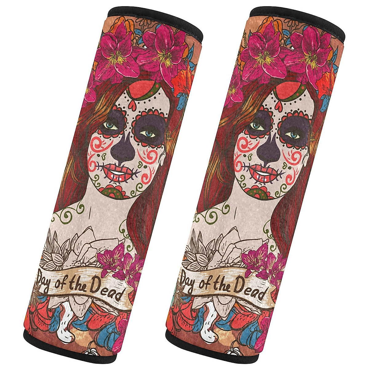 RunningBear Dead Day Sugar Skull Women Seat Belt Cover 2 PCs Car Seat Strap Covers Kids' Seatbelt Padding Car Accessories Interior Aesthetic for Baby Boys Girls Children,M
