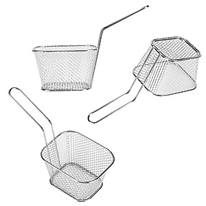 MOUMOUTEN Mini Square Fry Basket, Stainless Steel French Fries Holder Deep Fryer Baskets Serving Food Strainer, Serving Chips Fryer Cooking Tool for Chip Shrimp