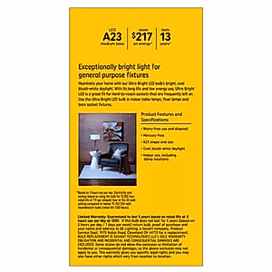 GE Lighting GE Ultra Bright LED 3-Way Light Bulb, 75/150/250 watt Equivalent, Daylight, 1100/2310/3900 lumens, exceptionally Bright LED A23, Frost Finish, ultrabright LED