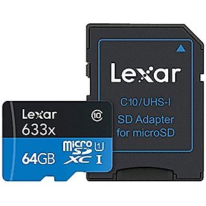 Lexar LSDMI64GBBNL633A High-Performance 633x microSDHC/microSDXC UHS-I 64gb Memory Card 2 Pack