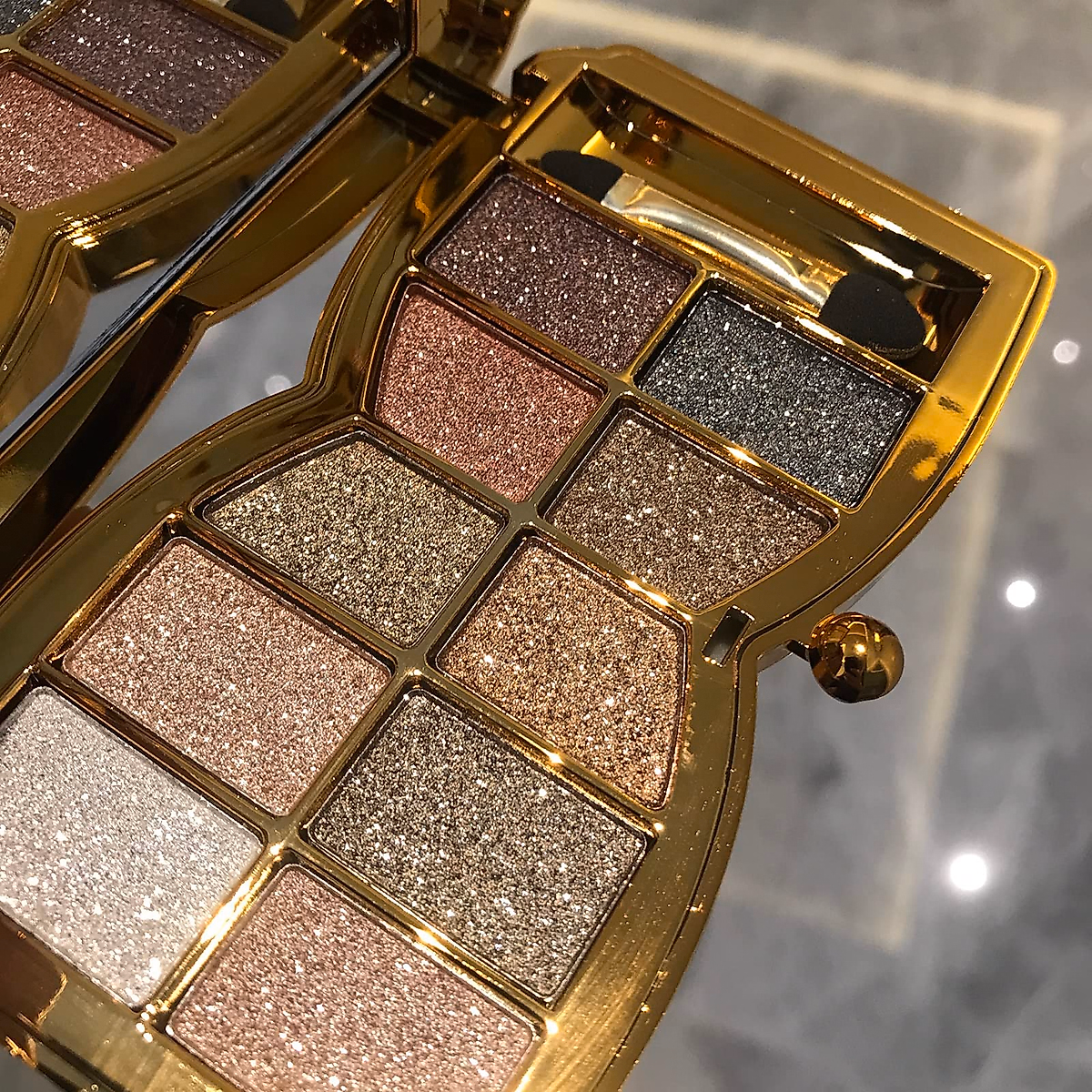 Glitter Eyeshadow Palette Makeup Set,10 Colors Shimmer Eyeshadow Palette Gold Eyeshadow Highly Pigmented Long Lasting Waterproof Sweatproof Professional Nude Eyeshadow Palette Make Up Palettes for Women Warm Natural Neutral Smokey Eye Eyeshadow Palette Va