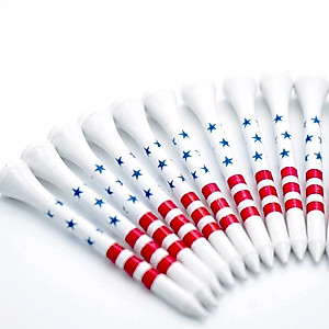 American Golf USA Golf Tees - 100 Pack of 2-3/4 Inch - American Pride Flag Design, Professional Length Tee, red white and blue