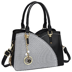 KKXIU Triple Compartments Purses and Handbags for Women Fashion Ladies Satchel Shoulder Top Handle Bag (1-Black)