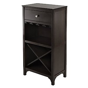 Winsome Ancona X Shelf Modular Wine Cabinet With 1-Drawer, Glass Rack, Dark Espresso (92745)