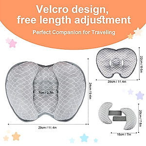 KAKIBLIN Baby Pillow for Head, 2 in 1 Infant Head Support Baby Head Pillow Banana Neck Pillow for Baby, Baby Travel Pillow for Stroller Neck Support for Stroller,White Cloud