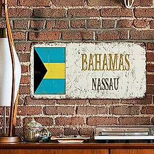 WoGuangis Bahamas City Wall Decor Metal Sign Bahamas Country Flag Vintage Home Decorative Signs Travel Gift Souvenir Men Cave Signs for Laundry Room Office 12x6in Travel Lovers Birthday Gift