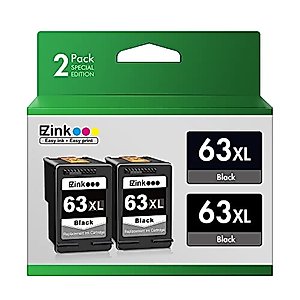 E-Z Ink (Tm) Remanufactured Ink Cartridge Replacement for HP 63XL 63 XL to Use with Officejet 3830 5255 4650 3833 Envy 4520 Deskjet 1112 3637 3630 3634 Printer (2 Black, 2 Pack)