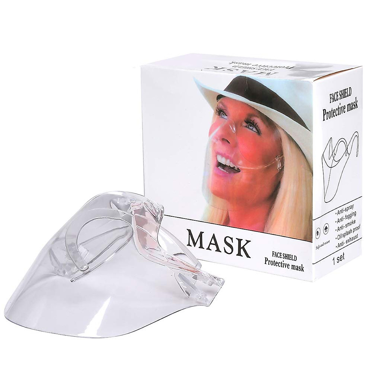 MAXRIENY Clear Face Shield, Face Shield Reusable Plastic Face Shield and Breathable Transparent Face Shield for Women 5.4x5.7in