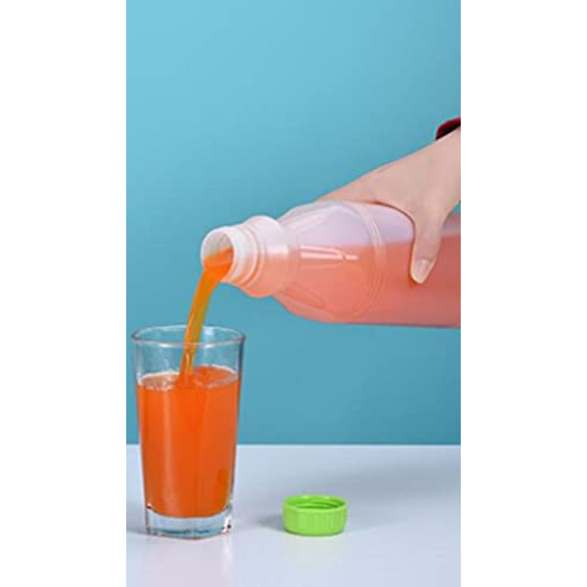 WellieSTR 3PCS Food Grade HDPE Plastic Bottles, 1000ml/35oz Liquid Storage Container Ketchup Salad Jam Juice Oil Refillabel Bottle White with Cap (Clear)