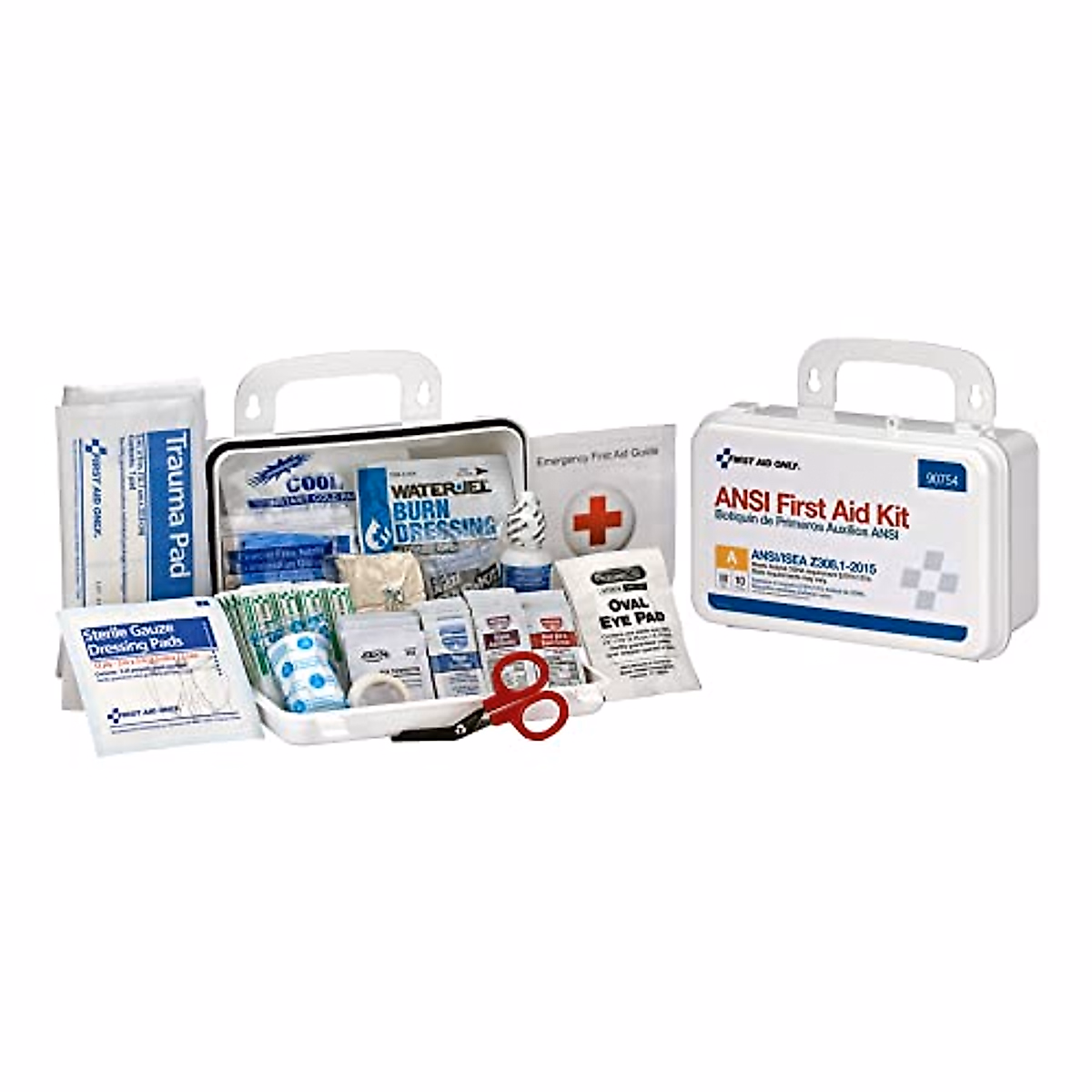 First Aid Only 90754 Bulk ANSI A 10-Person Emergency First Aid Kit for Home, Work, and Travel, 71 Pieces