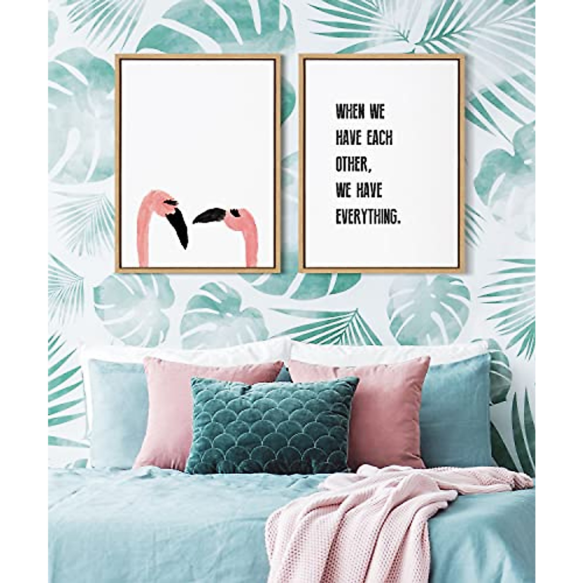 Kate and Laurel Sylvie When We Have Each Other Framed Canvas Wall Art by Maggie Price of Hunt and Gather Goods, 18x24 Natural, Inspirational Art for Wall