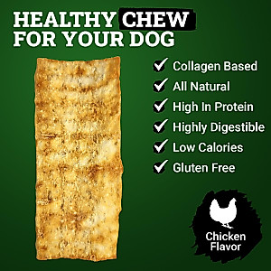CHEWSAFE Dog Chew Flip Chips Chicken Flavor for Dogs, Pet Chew Treats Satisfy Dogs Natural Desire to Chew, Highly Digestible Snacks Promote Healthy Teeth and Gums, Alternative to Rawhide, 8ct,4” Chips