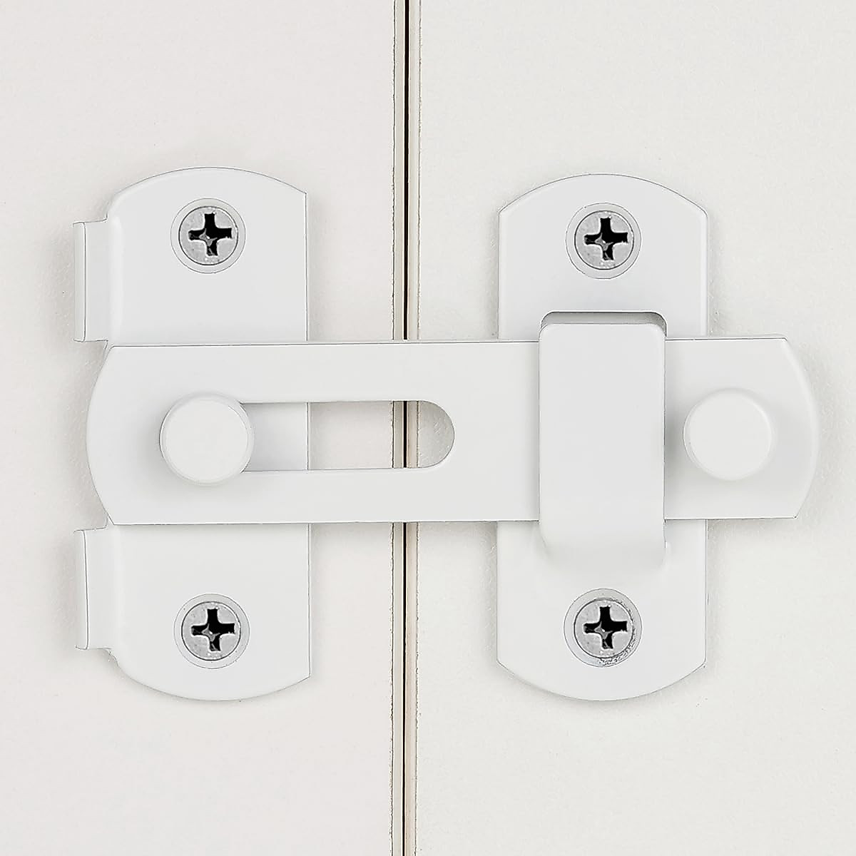 INIRET 4 Packs Barn Door Latches，2.75” x 2.02” White Stainless Steel barn gate flip Door Latch Bi-fold Door Lock,Sliding Door Antique Lock Gate Latches Wine Cabinet Closet Door Latches，White Finish