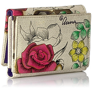 Anna by Anuschka Women's Hand-Painted Genuine Leather Ladies Three Fold Wallet - Floral Paradise
