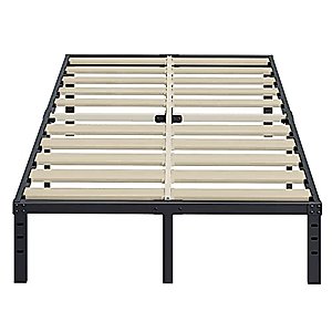 ZIYOO Queen Size Bed Frame 16 Inches High, 3 Inches Wide Wood Slats with 3500 Pounds Support for Foam Mattress, No Box Spring Needed, Heavy Duty Metal Platform Bed Frame, Easy Assembly, Noise Free